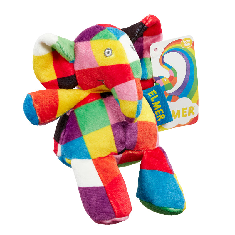 Elmer Plush Bean Rattle 12cm l Baby City UK